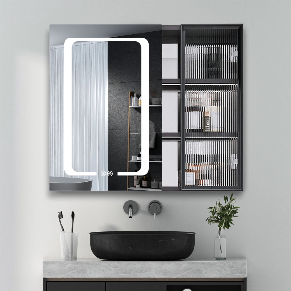 Smart Bathroom Mirror Cabinet With Open Storage For Bathroom Space, Ma